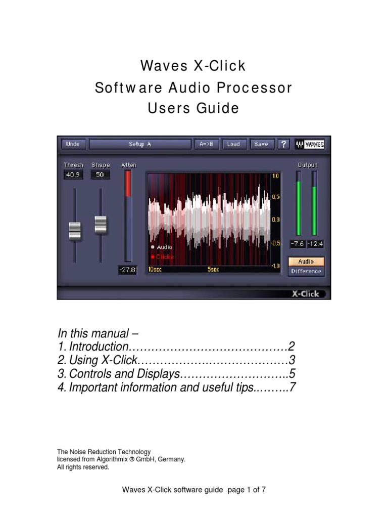 Waves X-Click Software Audio Processor Users Guide | PDF