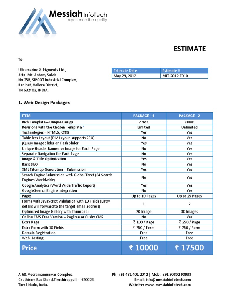 Website Quotation | Web Design | Search Engine Optimization