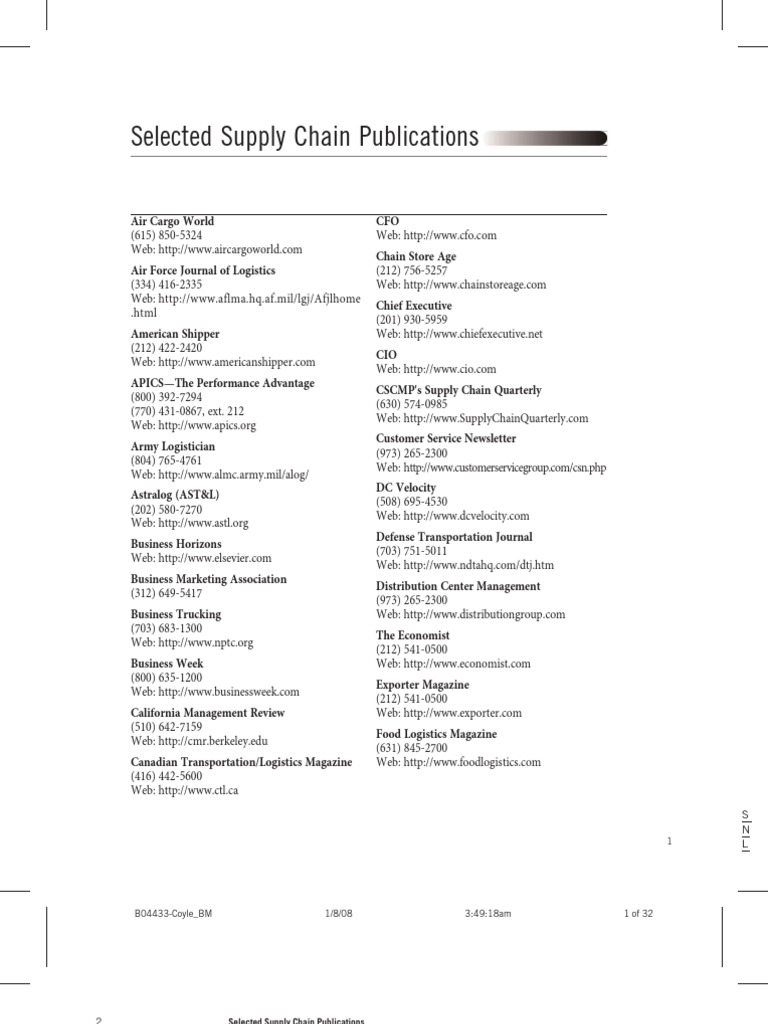 Selected Publications | PDF | Logistics | Business Process