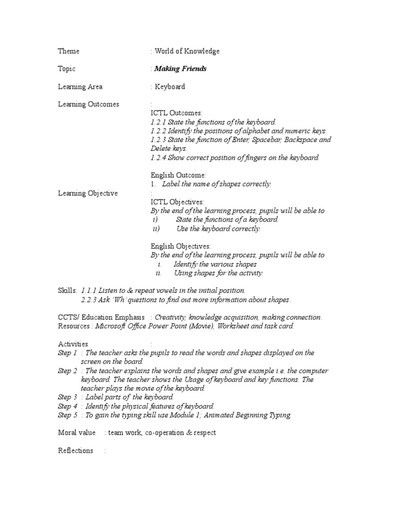 Keyboard Functions for Grade 1 Learners | PDF | Computer Keyboard ...