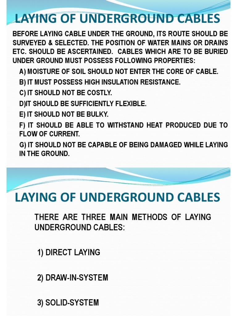 Methods of Laying Underground Cables: A Comparison of Direct Laying ...