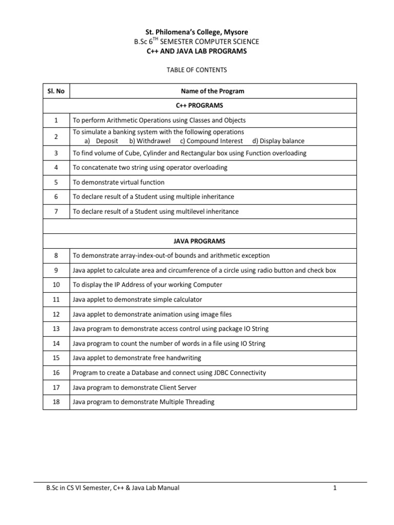 Java Lab Manual | PDF | Java (Programming Language) | C++