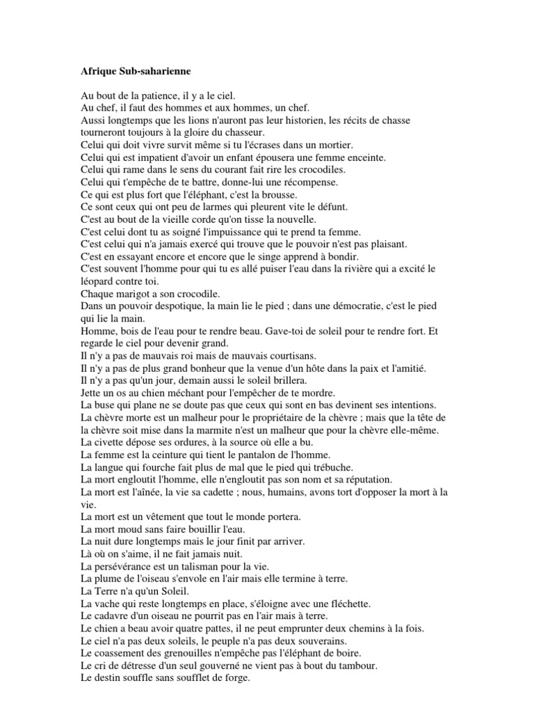 Les Proverbes Africains | PDF | Éléphant | La nature