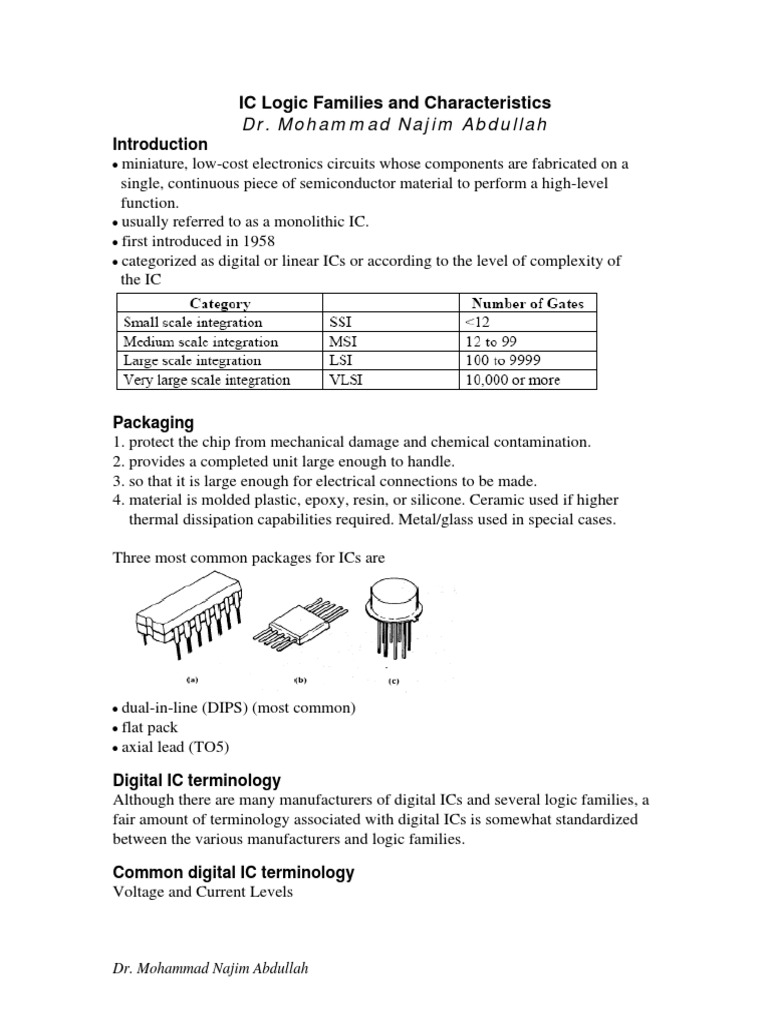 IC Logic Families and Characteristics | PDF | Integrated Circuit | Semiconductor Devices