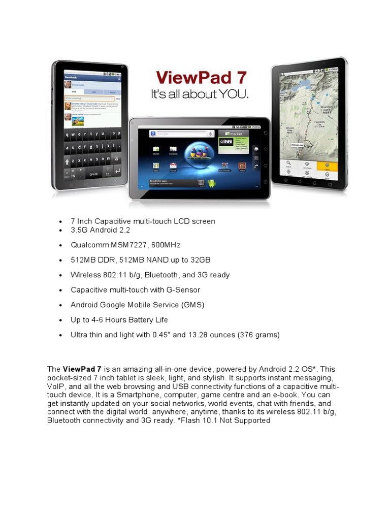 ViewSonic ViewPad 7 Android Tablet | PDF | Android (Operating System ...