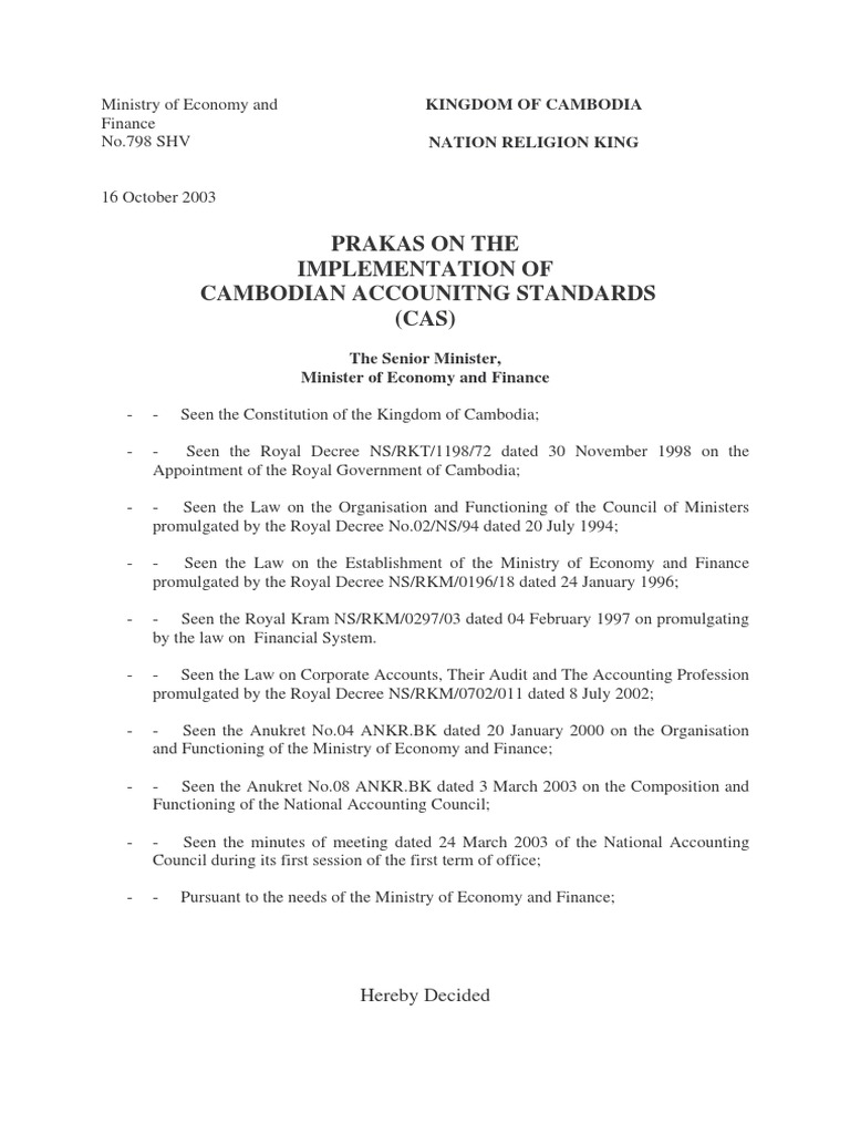 Prakas Cas | PDF | Cambodia | Cabinet (Government)