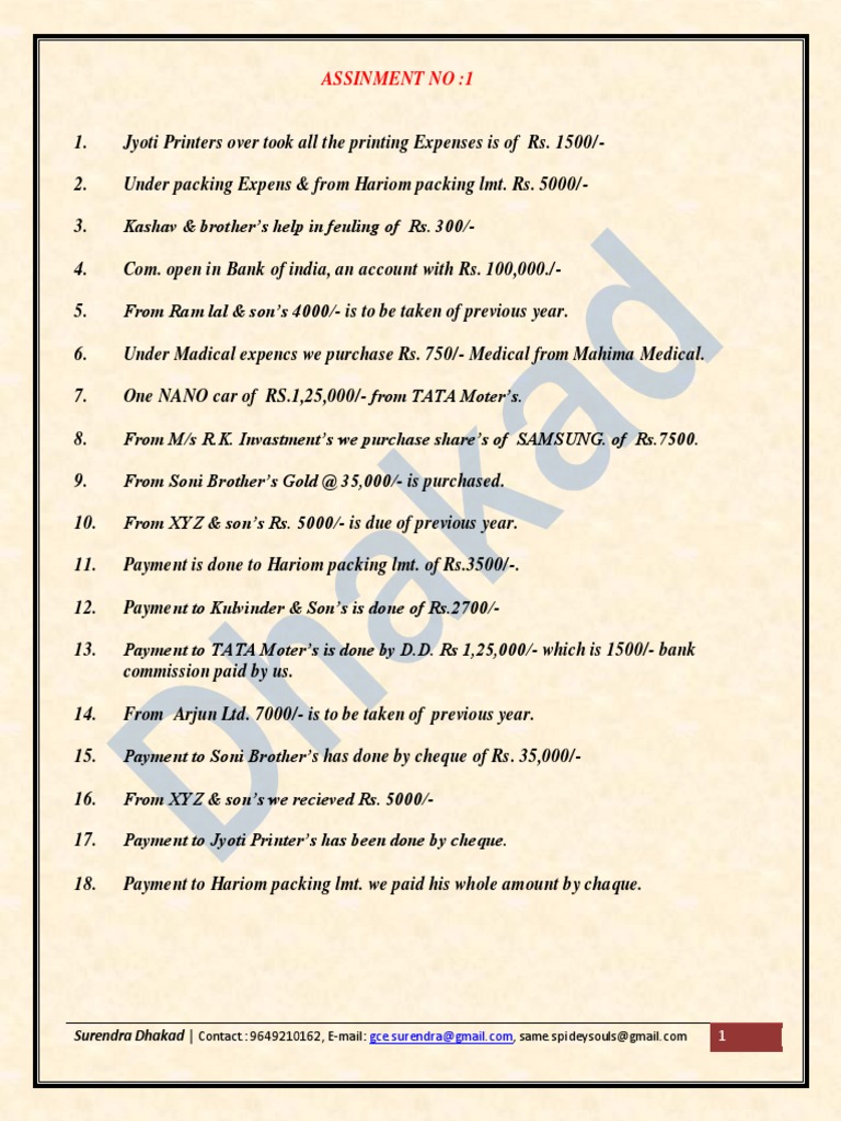 Tally Assignment | PDF | Business