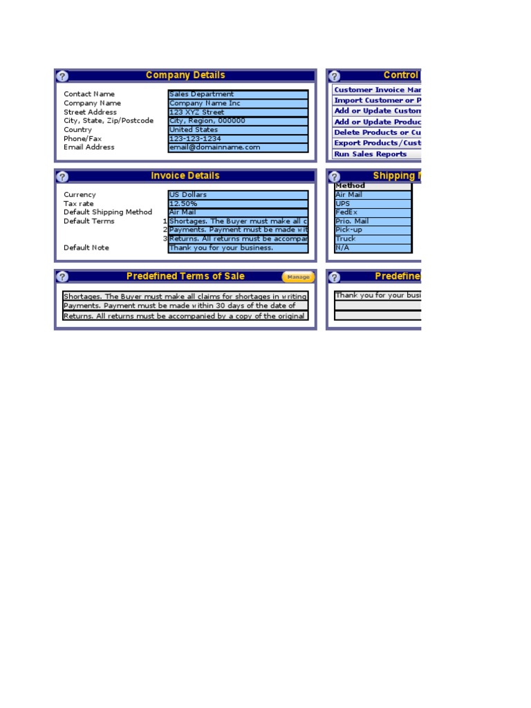 Company Details Control Panel | PDF | Invoice | Revenue