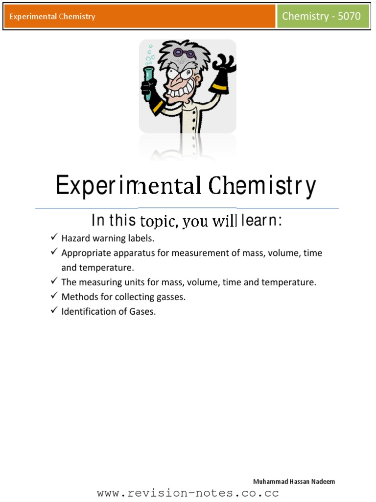 O Level Chemistry 5070 Experimental Notes | PDF | Science & Mathematics