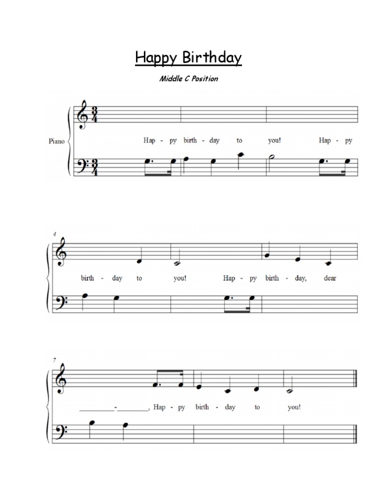 Happy Birthday Piano Sheet Music Beginner | PDF