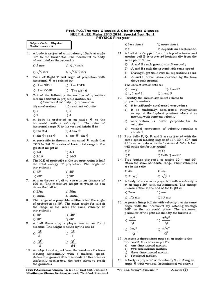 Projectile Motion Problem Set | PDF | Projectiles | Acceleration