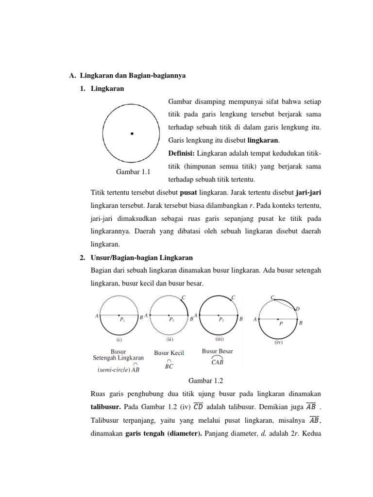 Unsur dan Rumus Lingkaran Matematis | PDF | Metode & Bahan Ajar | Sains ...