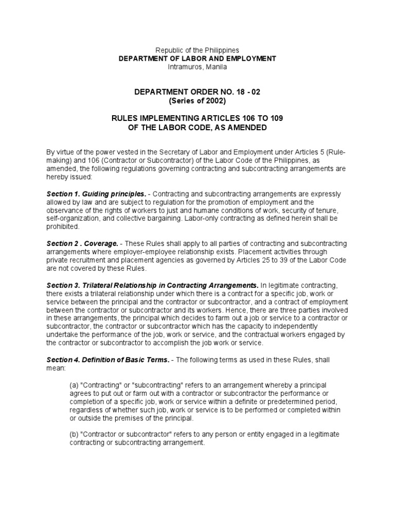 DOLE DO 18-02 2002 | Independent Contractor | Employment