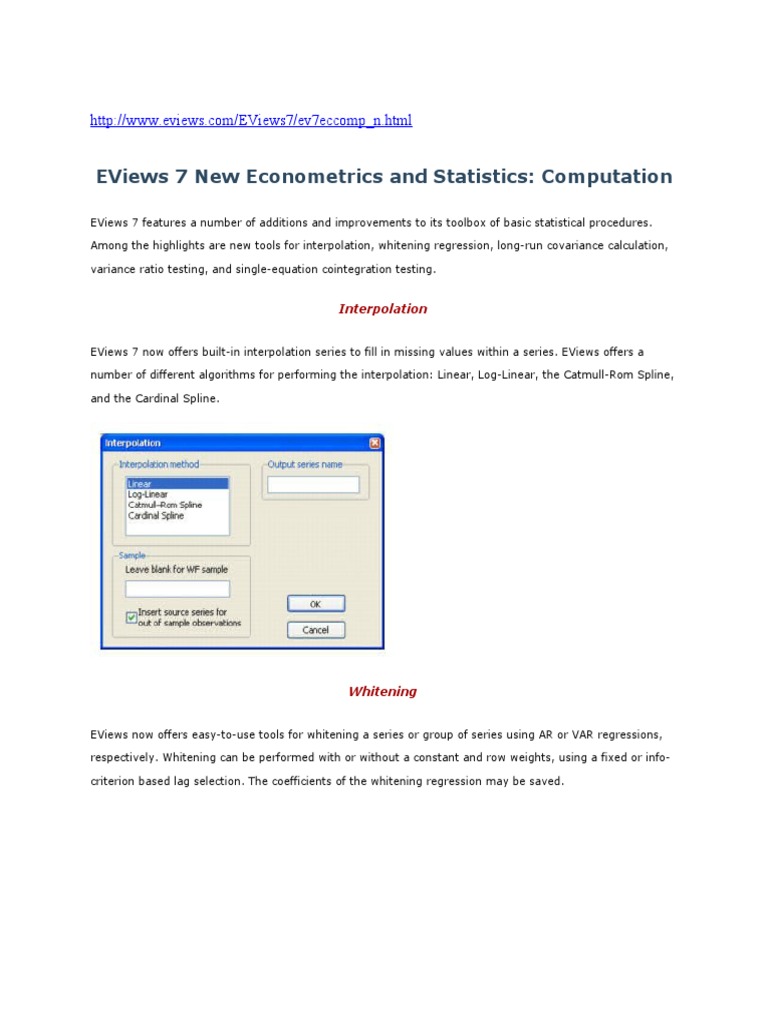 Eviews 7 | PDF | Bootstrapping (Statistics) | Variance