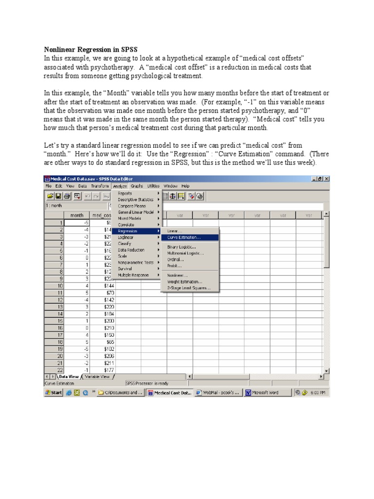 Nonlinear Regression in SPSS Predicts Medical Costs | PDF | Regression ...