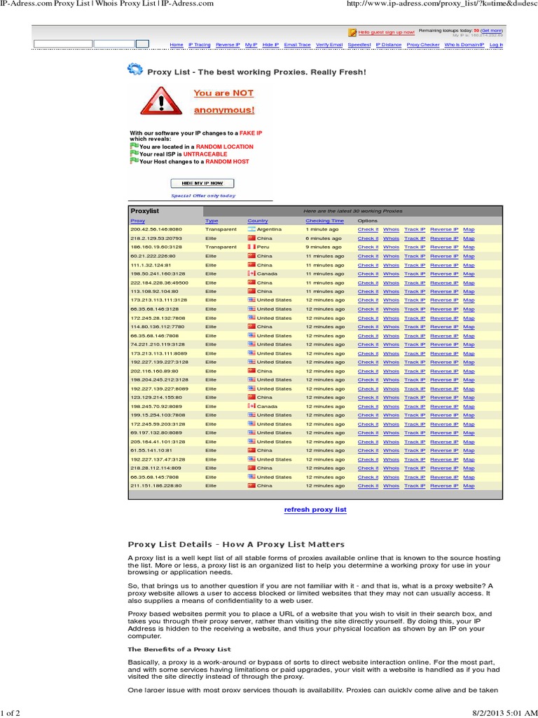 IP-Adress.com Proxy List _ Whois Proxy List _ IP-Adress | Proxy Server ...