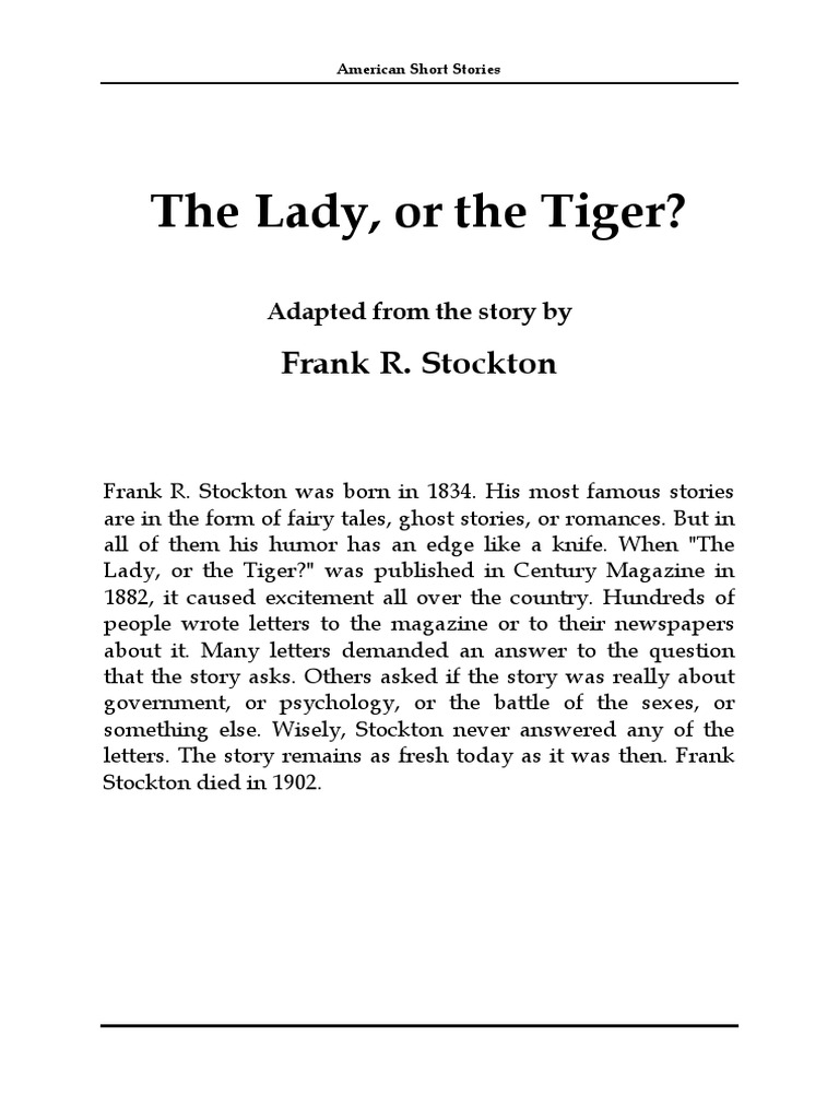 The Lady or The Tiger - Frank R. Stockton | PDF | Classics
