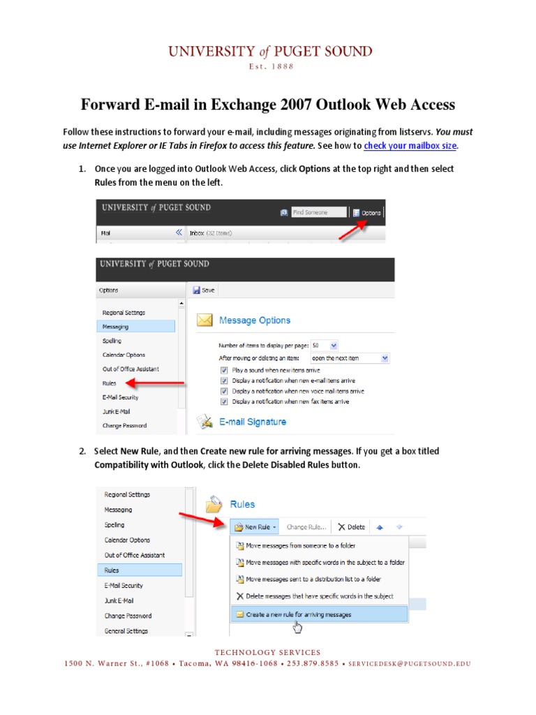 Forward E-Mail in Exchange 2007 Outlook Web Access | PDF | Email | Microsoft Outlook