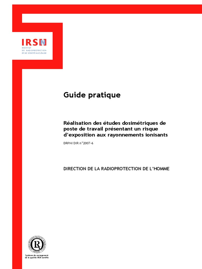 IRSN Guide Etude Poste Travail | PDF | Radioprotection | Dose absorbée