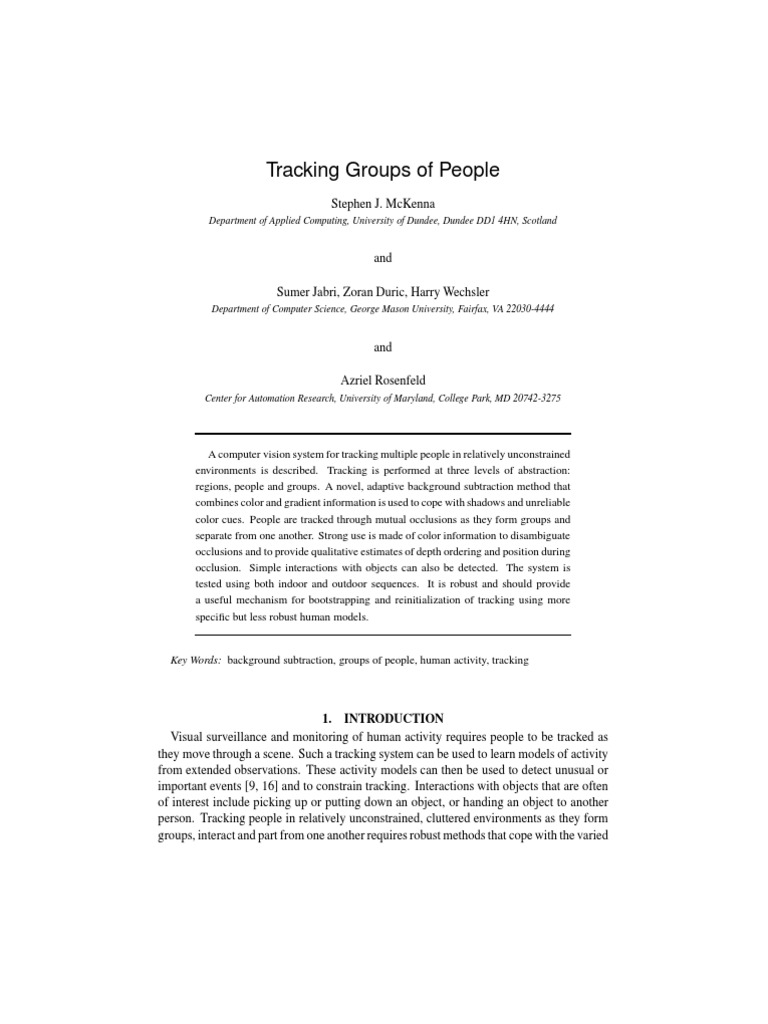 Tracking Groups of People ZD-CVIU1999-0119 | PDF | Image Segmentation ...