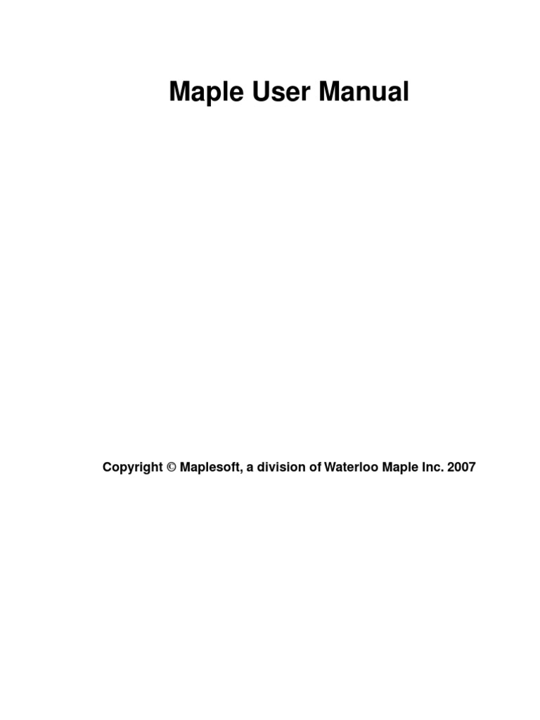 Maple 11 User Manual | PDF | Graphical User Interfaces | Equations
