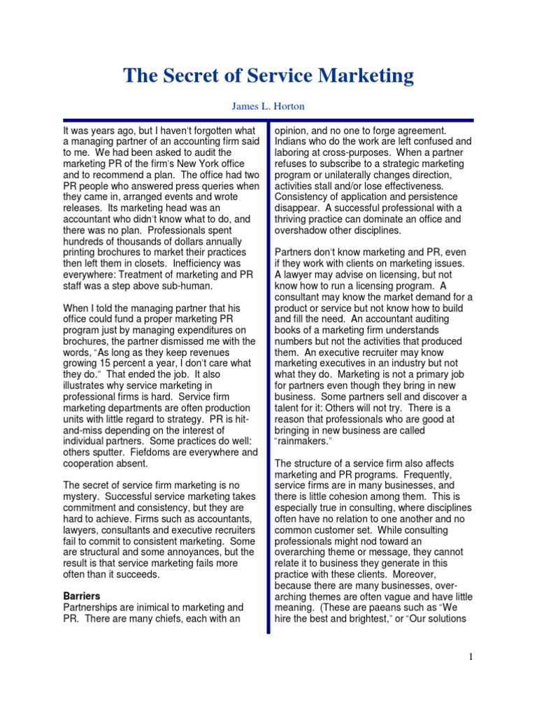 Service Marketing Secret | PDF | Marketing | Advertising