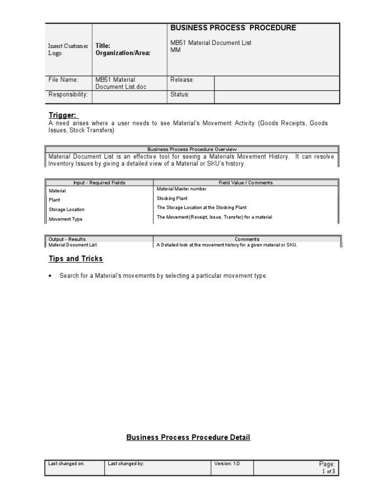 MB51 - Material Document List | PDF | Information Technology Management ...