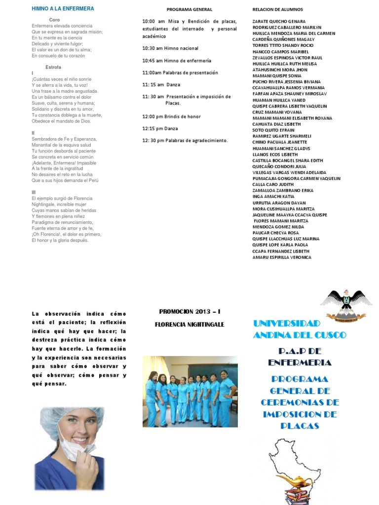 Triptico Internado | PDF | Enfermería | Salud y bienestar