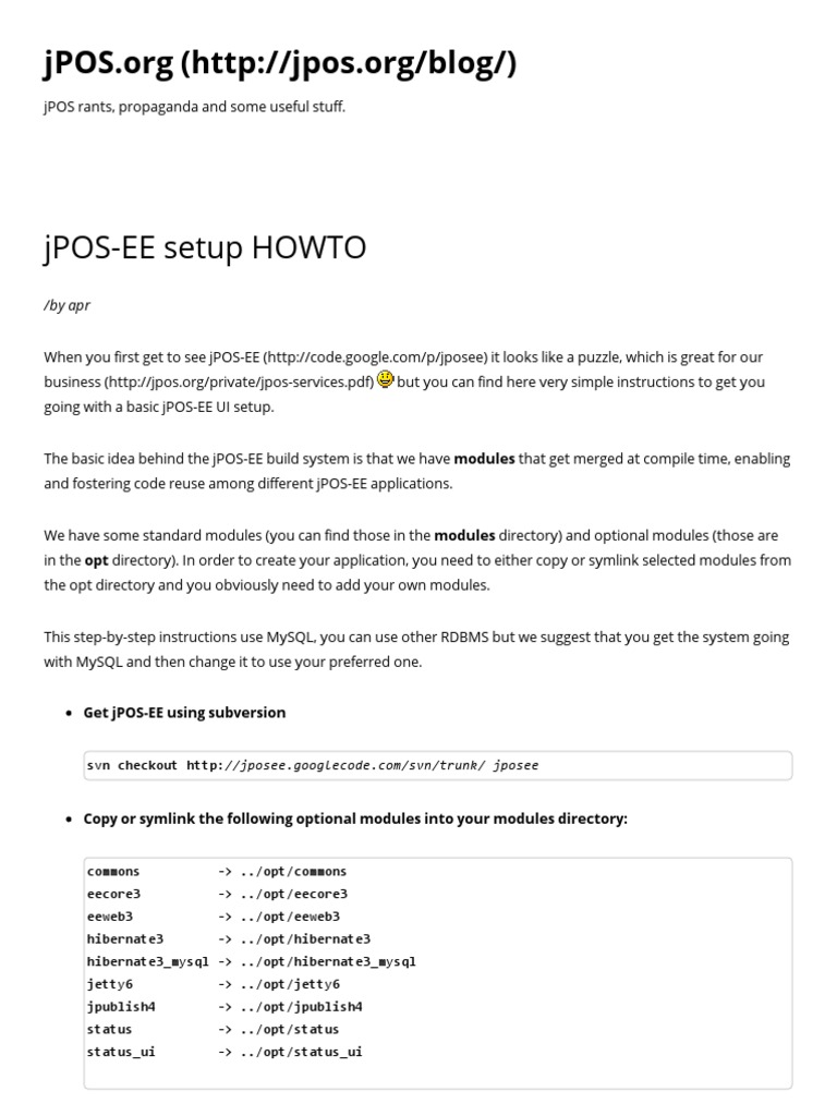 Jpos-Ee Setup Howto - Jpos | PDF | Computing Platforms | Operating System Families