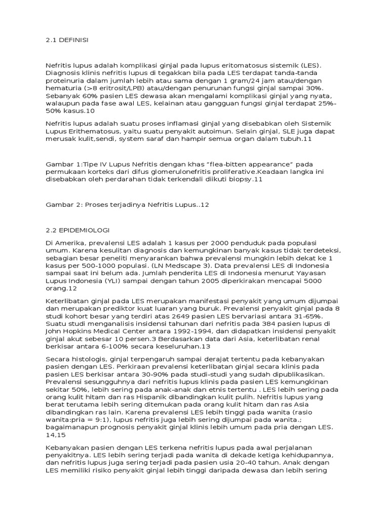 Nefritis Lupus: Definisi, Epidemiologi, dan Patofisiologi | PDF