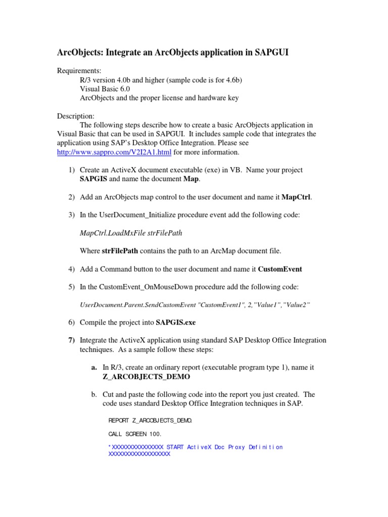 Arcobjects Integrate An Arcobjects Application In Sapgui Mapctrl
