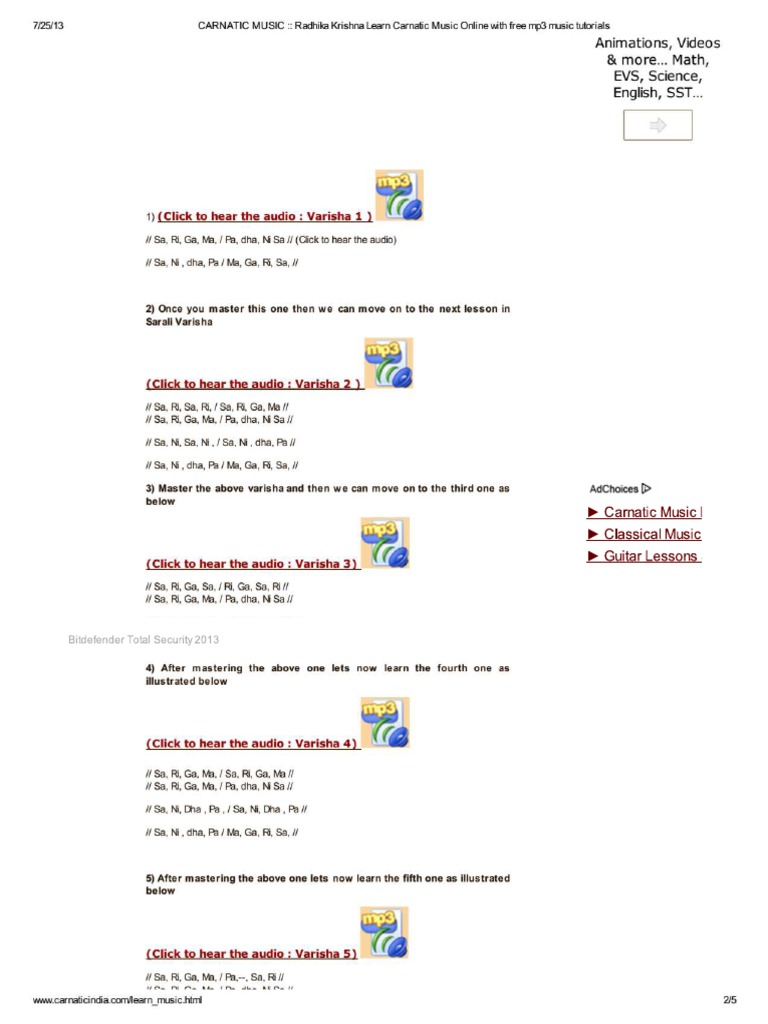 Carnatic Music Lessons | PDF | Foreign Language Studies | Home & Garden