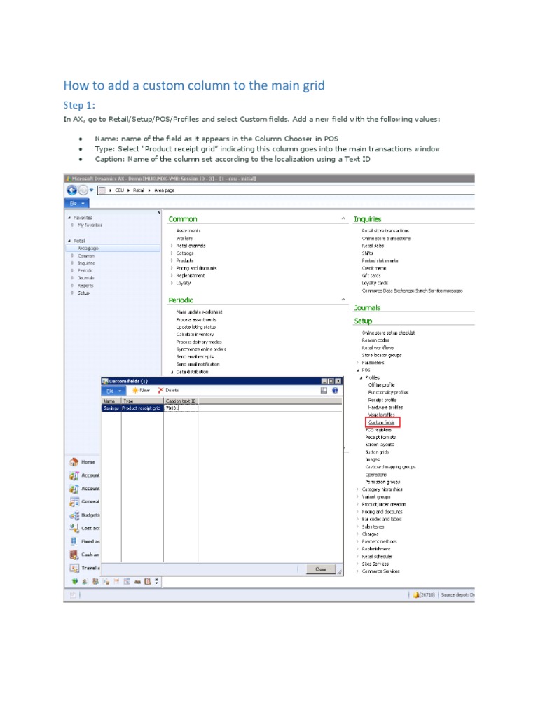 Add Custom Column to POS Grid in AX | PDF