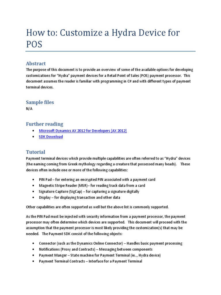 How To Customize A Hydra Device For Pos | PDF | Point Of Sale ...
