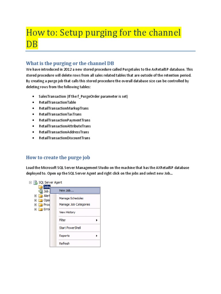 How To Setup Purging For The Channel DB | PDF | Microsoft Sql Server | Data Management Software