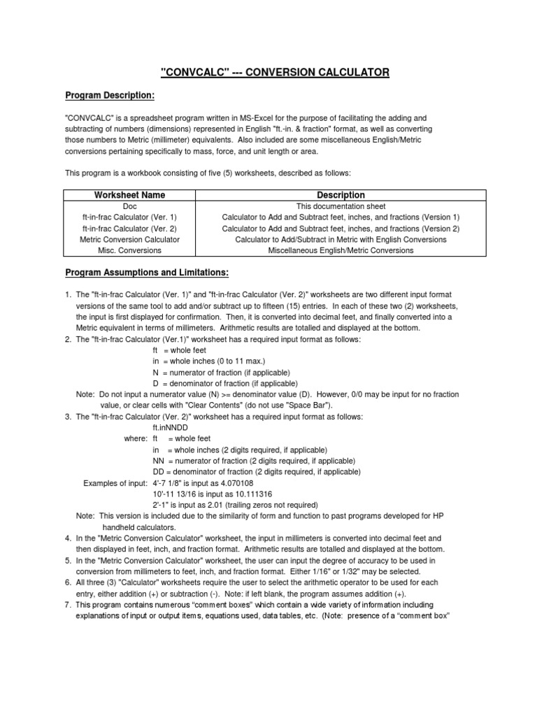 Conversion Calculator | Download Free PDF | Fraction (Mathematics ...