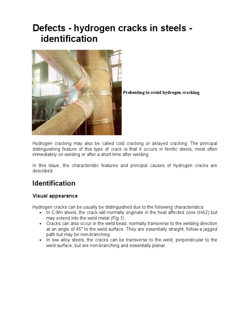 Defects Hydrogen Cracks Identification | PDF | Welding | Construction