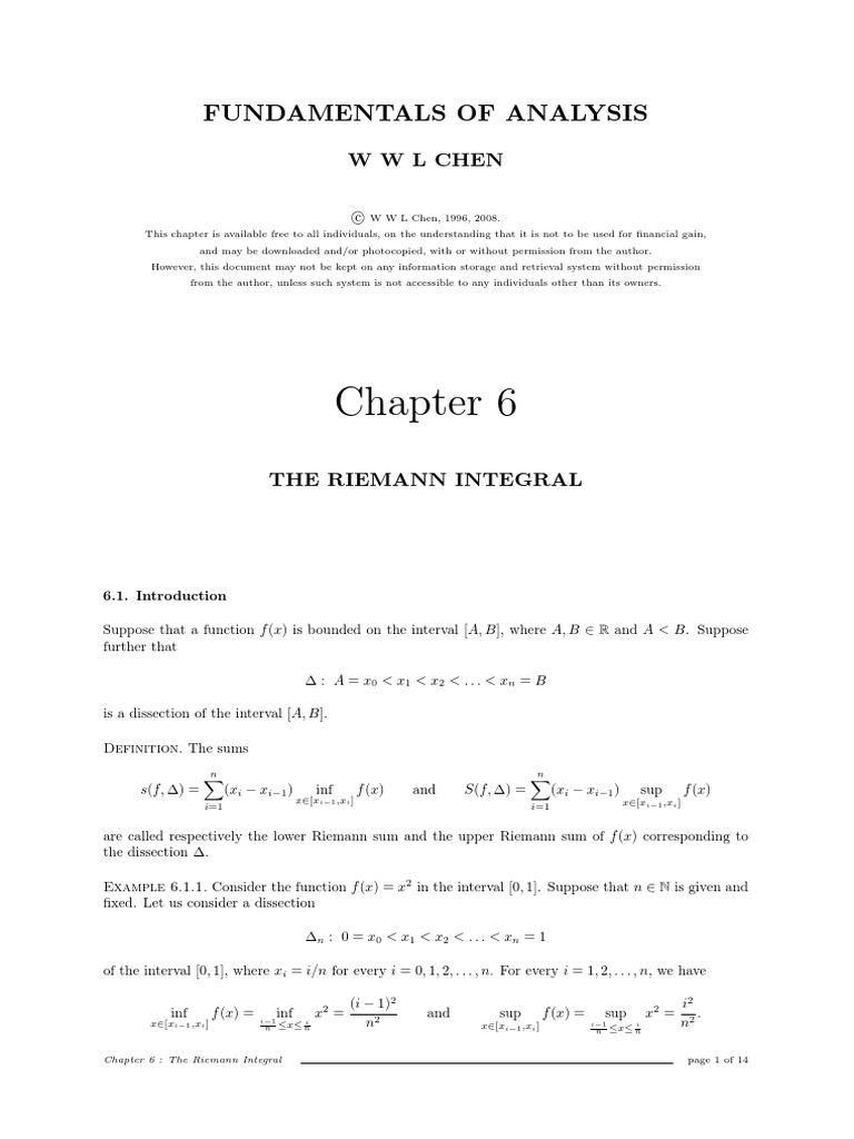 Analysis of the Riemann Integral and Its Fundamental Properties | PDF ...