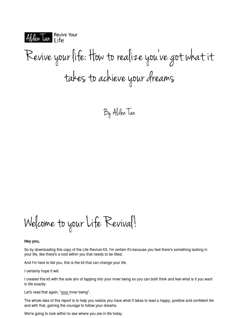Revive Your Life | PDF | Passion (Emotion) | Feeling