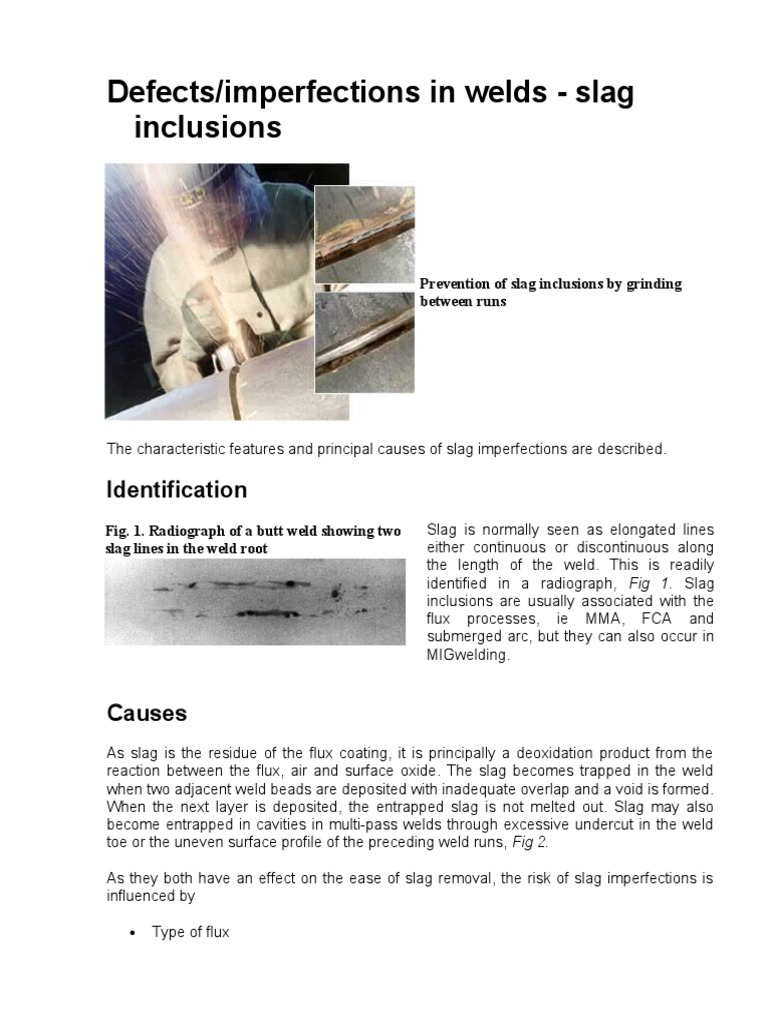 Defects Slag Inclusions | Welding | Industries