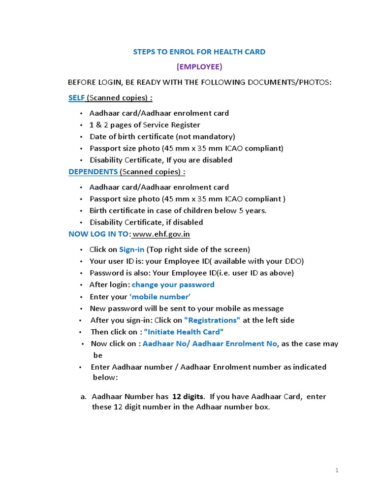 Employee Health Card Enroll Steps | PDF