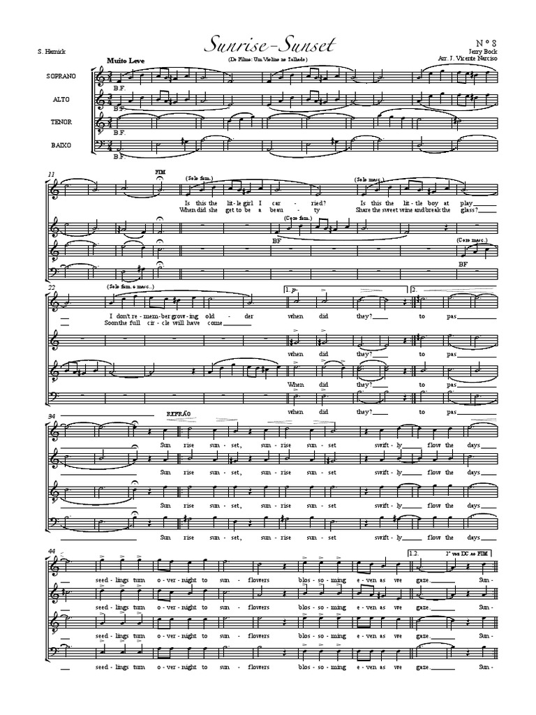 Sunrise Sunset PDF | PDF | Canto | Música à capela