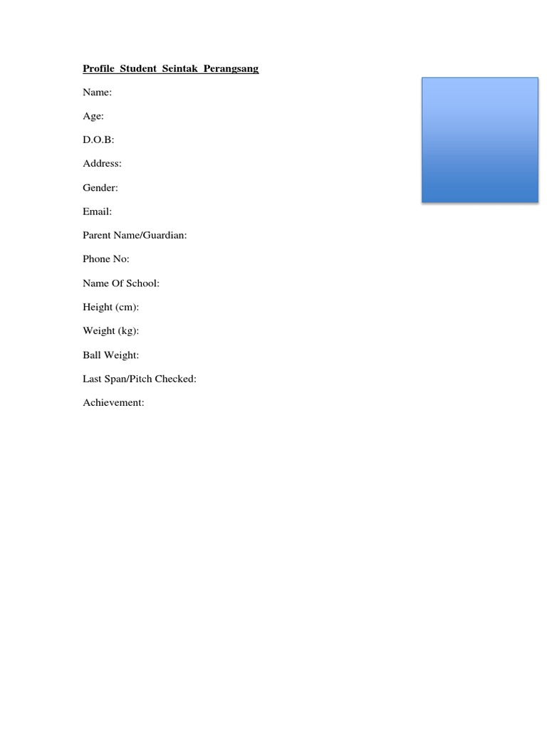 Student Bowling Profile Form | PDF