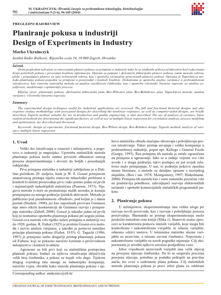 Design of Experiments in Industry | PDF