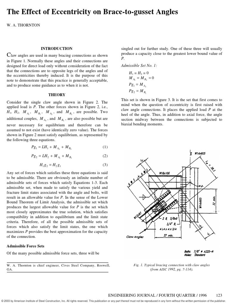 The Effect of Eccentricity on Brace-to-gusset Angles | Screw | Angle