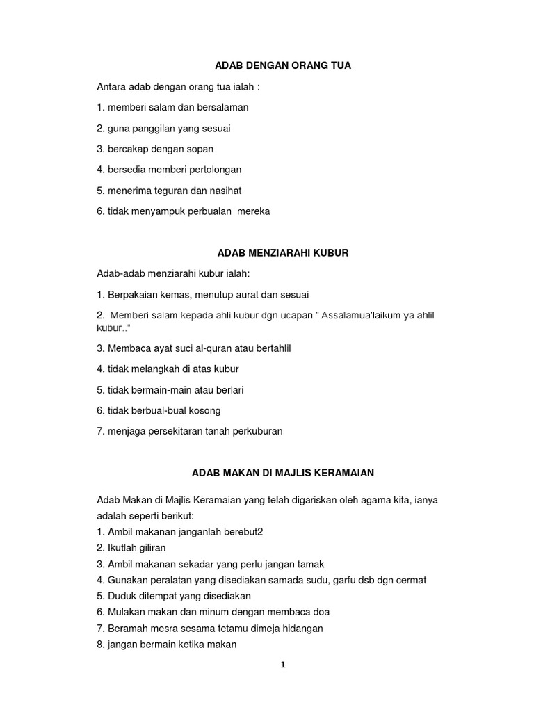 Adab Dengan Orang Tua | PDF Adab Dengan Orang Tua | PDF