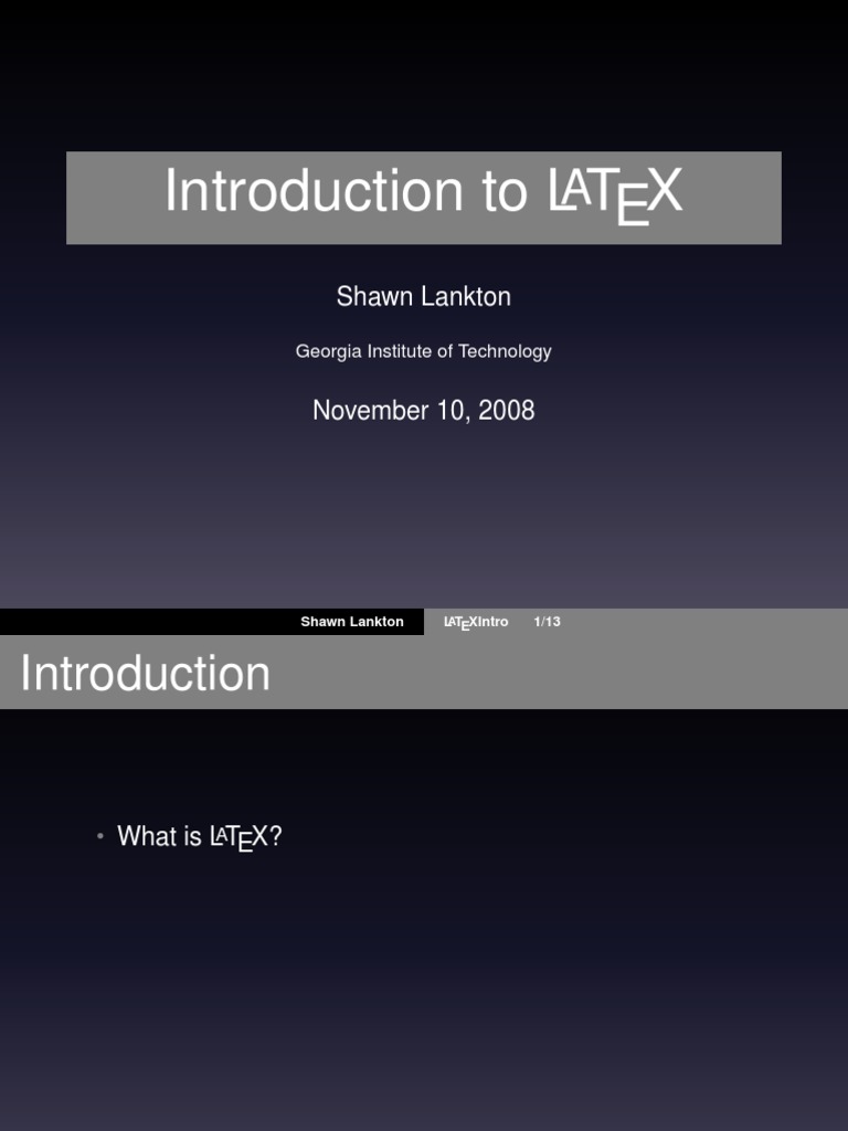 Introduction To L Tex: Shawn Lankton | Pdf | Te X | Text