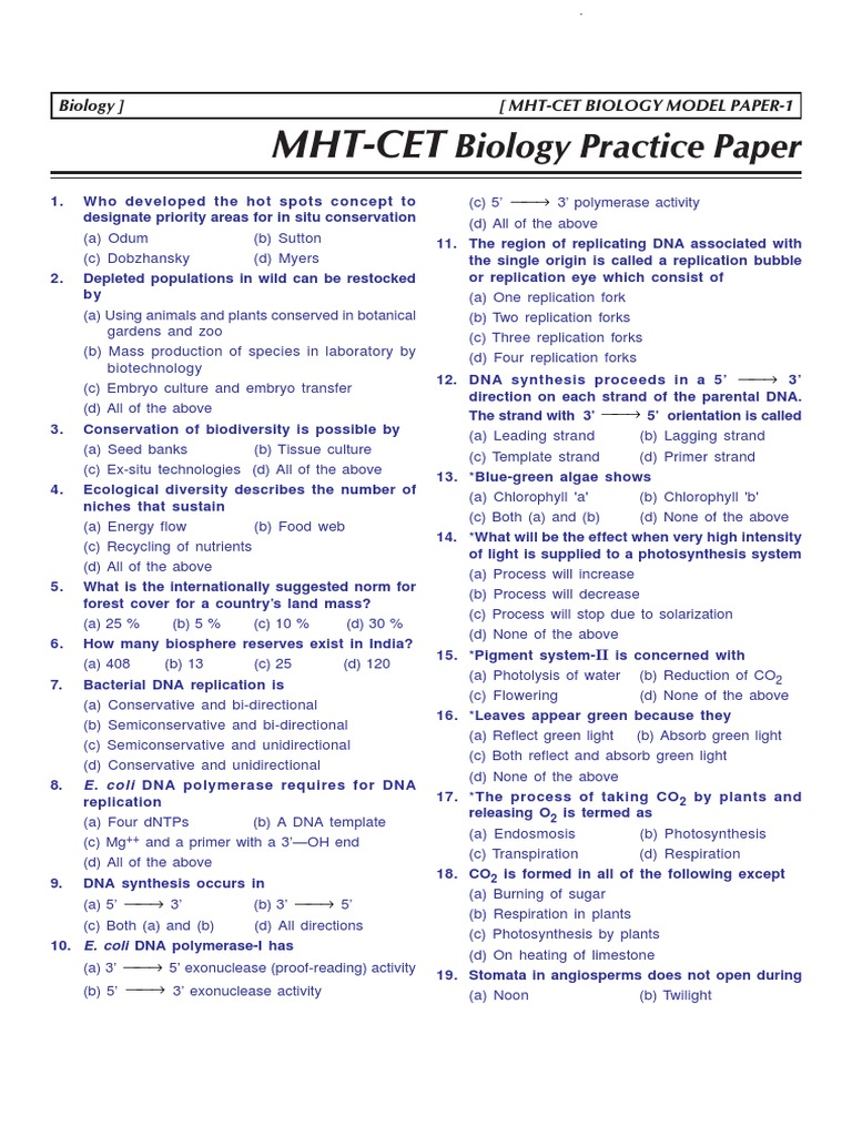 Mht-Cet Biology PDF | PDF | Dna Replication | Computer Data Storage