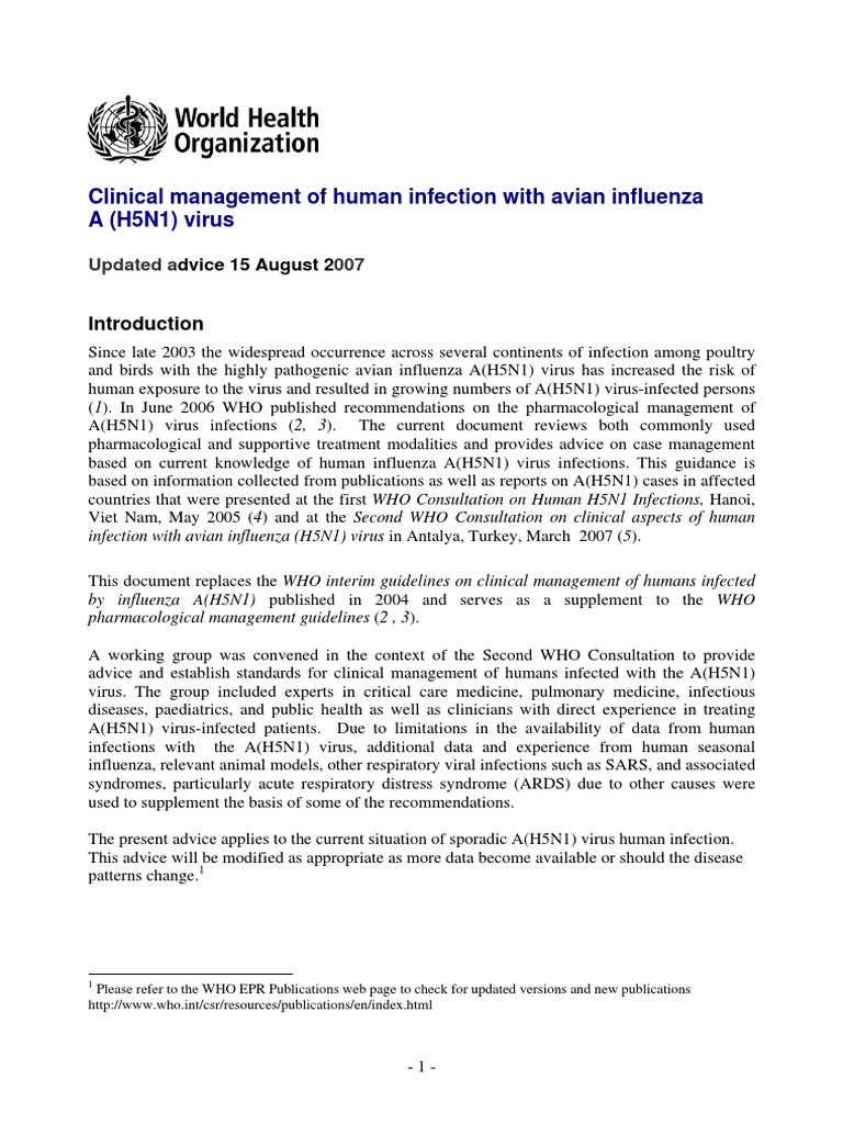 Clinical Management 07 | PDF | Influenza A Virus Subtype H5 N1 | Influenza
