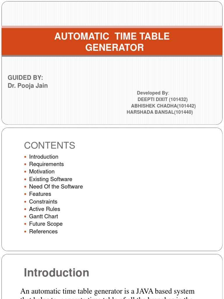 Automatic Timetable Generat | PDF | Software | Areas Of Computer Science